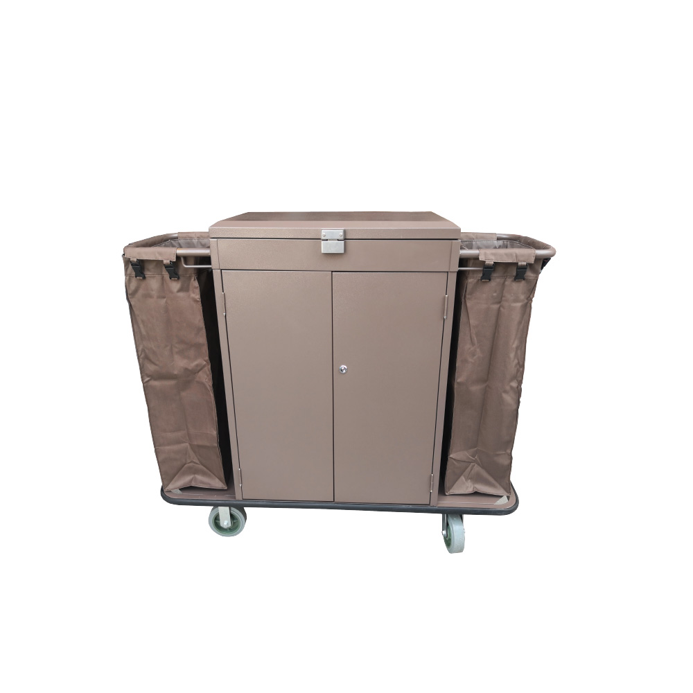 Powder Coated Maid Trolley c/w Door | Housekeeping Trolley Supplier ...