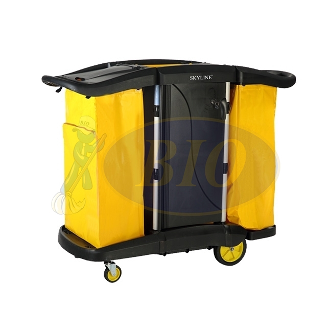 Black Body Maid Trolley with Cover: Organized & Protected Cleaning Supplies